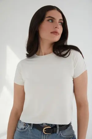 KADA Cupro Infinity Cropped Tee - Salt