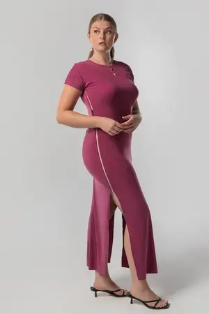 KADA Cupro Infinity Tee Maxi Dress - Merlot