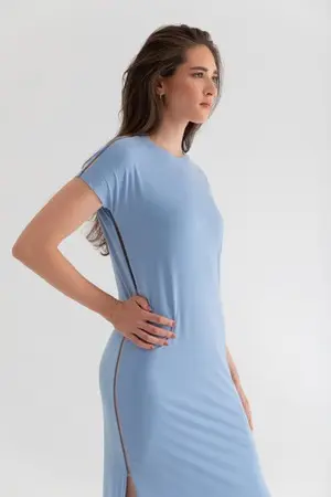 KADA Cupro Infinity Tee Maxi Dress - Sky