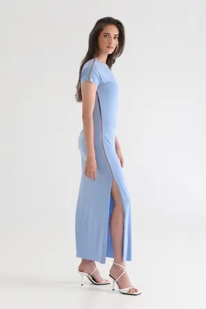 KADA Cupro Infinity Tee Maxi Dress - Sky