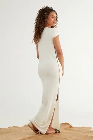 KADA Cupro Infinity Tee Maxi Dress - Salt