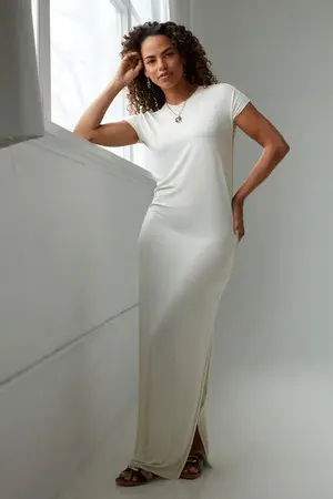 KADA Cupro Infinity Tee Maxi Dress - Salt
