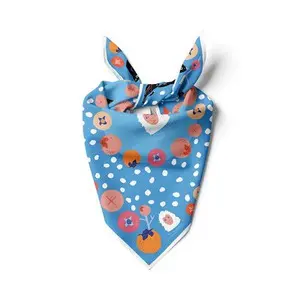CENTINELLE Snow Monkey And Persimmons Cotton Silk Bandana - Blue