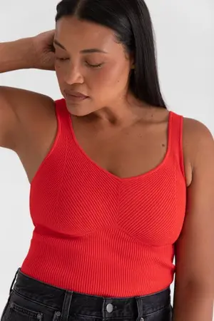 KADA Ribbed Fitted Tank - Cherry