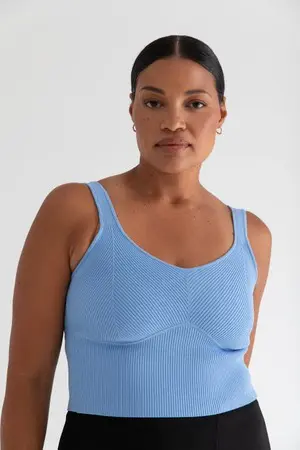 KADA Ribbed Fitted Tank - Sky