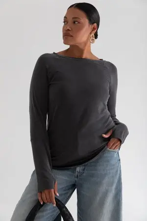 KADA Cupro Long Sleeve Layering Tee - Ink