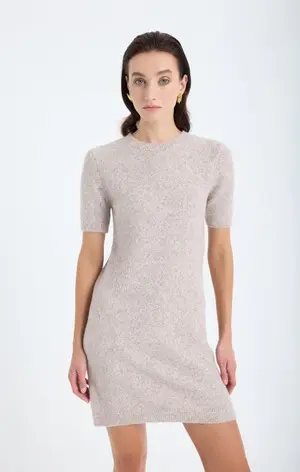 MONLICIA Rune Short Sleeve Knit Dress - Ecru