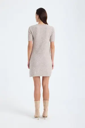 MONLICIA Rune Short Sleeve Knit Dress - Ecru