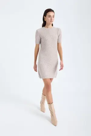 MONLICIA Rune Short Sleeve Knit Dress - Ecru