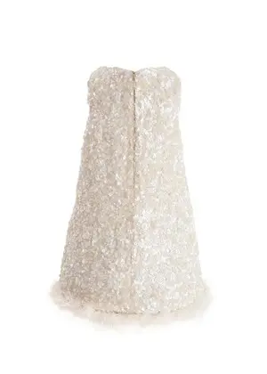 slim fit dress slacks White Glitter Tulle Feather Dress from Gela Wesh exclusive at – Urbanheer main image 0