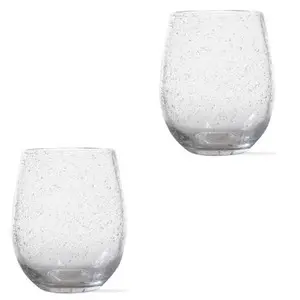 TAG Bubble Glass Stemless Drinkware Set Of 2 Dishwasher Safe - Clear