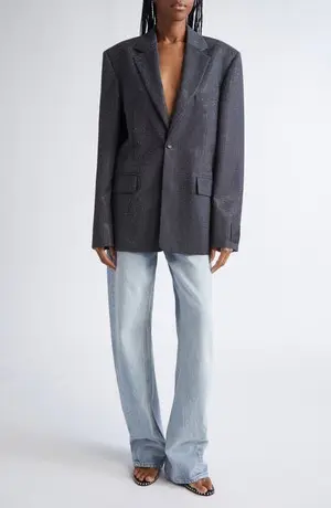 Alexander Wang Hotfix Crystal Oversize Blazer