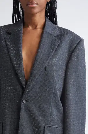 Alexander Wang Hotfix Crystal Oversize Blazer