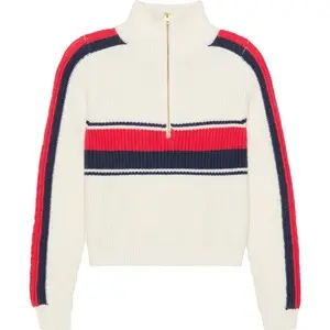 ELLSWORTH + IVEY Aspen Quarter-zip Sweater - Ivory Retro Block
