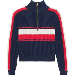 ELLSWORTH + IVEY Aspen Quarter-zip Sweater - Navy Retro Block