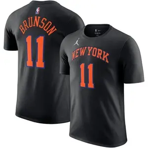 JORDAN BRAND Jalen Brunson Knicks Name & Number T-shirt - Black