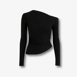 MONLICIA Aura One-shoulder Draped Stretch Top - Black
