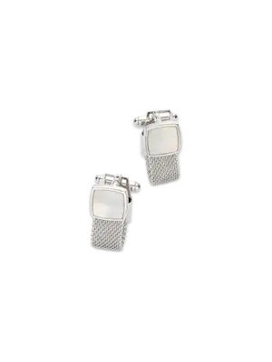 PAUL FREDRICK Mother Of Pearl Mesh Wrap Cufflinks - Silver