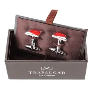 Trafalgar Reginal Rectangular Dapper Stone Cufflinks - Red