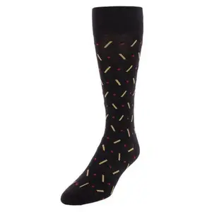 Trafalgar Jevin Dot And Dash Mid-calf Combed Cotton Dress Socks - Black
