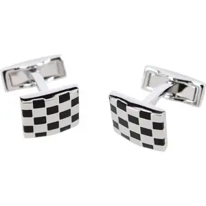 Trafalgar Checker Board Regal Cufflinks - Silver And Black