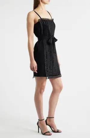 BOSS Beaded Mini Dress With Tie Belt