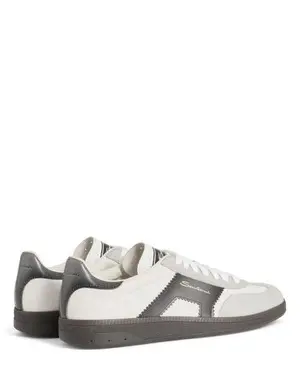 Santoni Leather And Suede Lace-up Sneakers - White