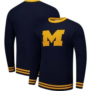 USCAPE APPAREL Michigan Wolverines Renew Knit Vintage Pullover Sweater - Navy
