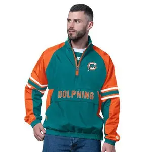 STARTER Miami Dolphins Vintage Logo Prospect Half-zip Pullover - Aqua
