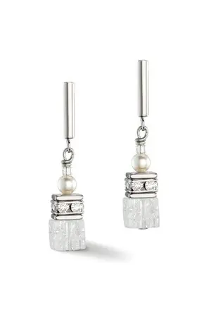 COEUR DE LION Geocube® Precious Fusion Pearls Earrings - White