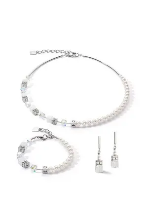 COEUR DE LION Geocube® Precious Fusion Pearls Earrings - White