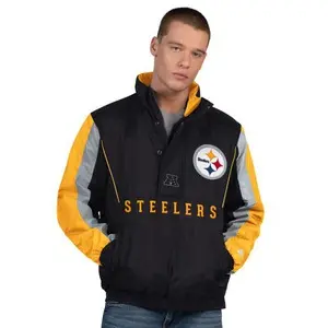 STARTER Pittsburgh Steelers Thursday Night Gridiron Half-zip Jacket - Black