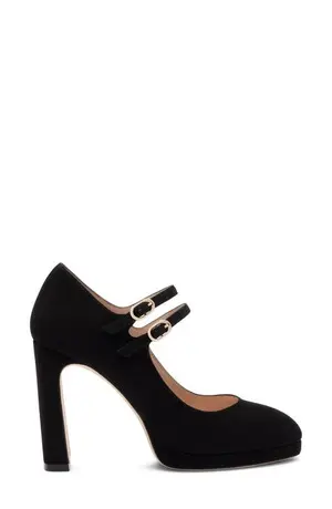 STUART WEITZMAN Babette Platform Mary Jane Pump - Black Suede