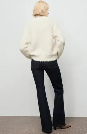 Mango Faux Fur V-neck Sweater