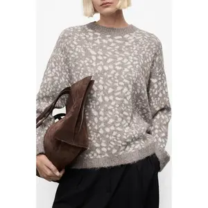 Mango Animal Print Crewneck Sweater