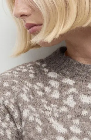 Mango Animal Print Crewneck Sweater