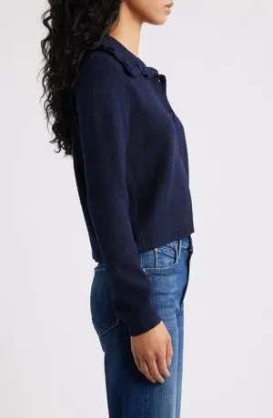 PETAL & PUP Carmello Frill Collar Cardigan - Navy