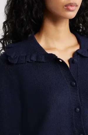 PETAL & PUP Carmello Frill Collar Cardigan - Navy