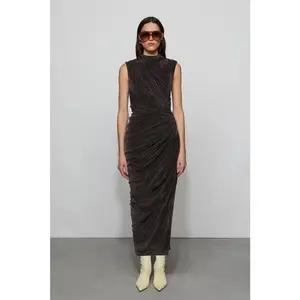 ET OCHS Olympia Draped Midi Dress - Charcoal
