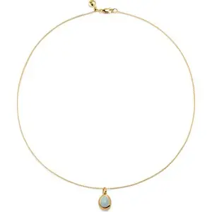 Monica Vinader Birthstone Locket Pendant Necklace - 18ct Gold Vermeil/aquamarine
