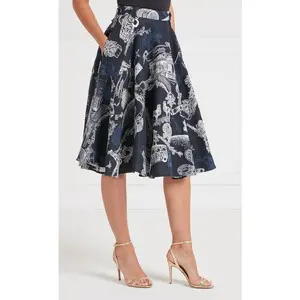TEMPERLY LONDON Anniversary Printed Toile De Jouy Skirt - Twilight