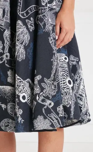TEMPERLY LONDON Anniversary Printed Toile De Jouy Skirt - Twilight