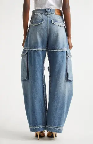 Versace Frayed Wide-leg Cargo Jeans