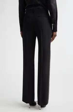 Versace Studded Wool Grain De Poudre Bootcut Pants
