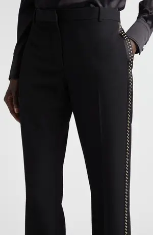 Versace Studded Wool Grain De Poudre Bootcut Pants