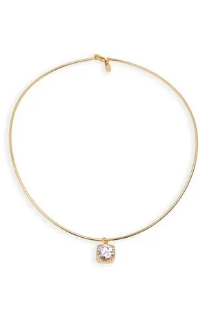 Argento Vivo Bezel Cubic Zirconia Pendant Necklace - Gold