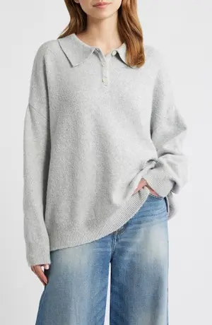 PACSUN Jesse Knit Polo Sweater - Heather Grey