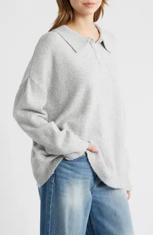 PACSUN Jesse Knit Polo Sweater - Heather Grey