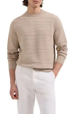 Bugatchi Cotton And Silk Crewneck Sweater - Sand