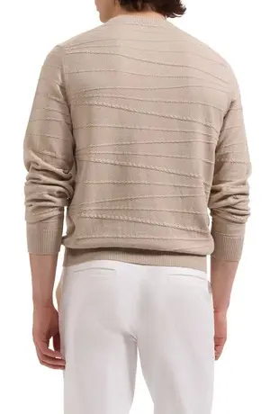 Bugatchi Cotton And Silk Crewneck Sweater - Sand
